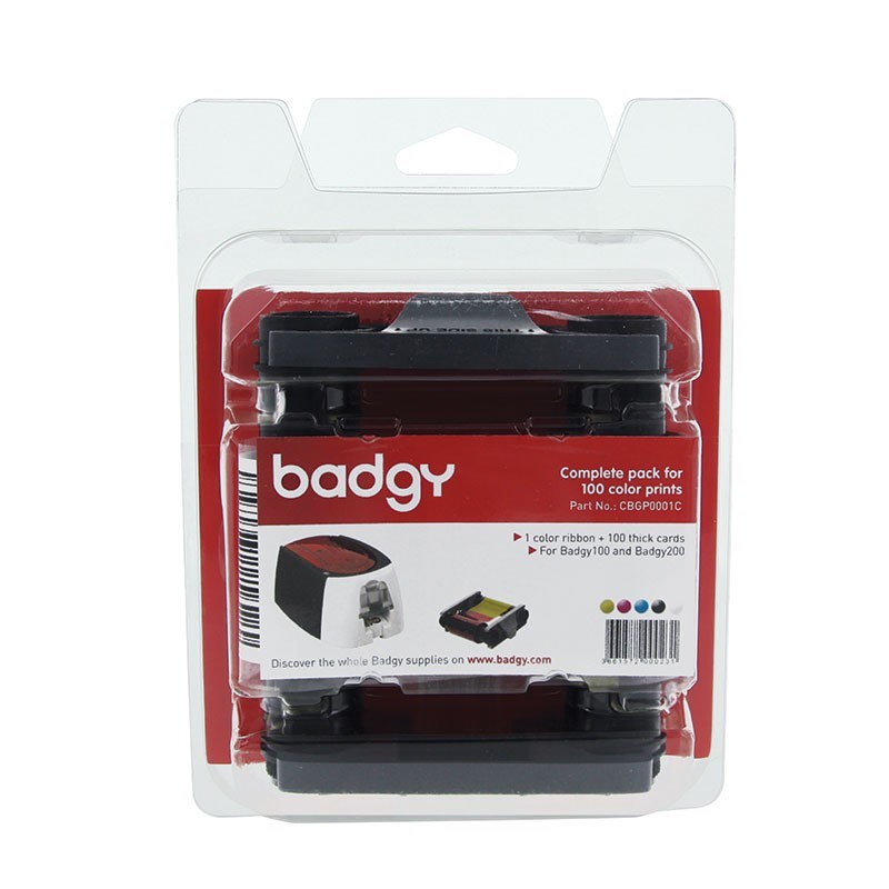 Full Badgy100 & Badgy200 kit: cards and ribbons - 100 prints