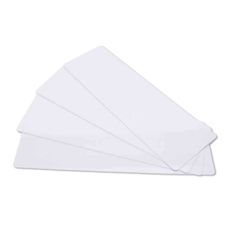 Packung mit 100 langen bedruckbaren PVC-Karten – 150 x 50 mm