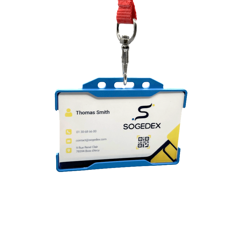 Detectable Blue Plastic Badge Holder - Landscape
